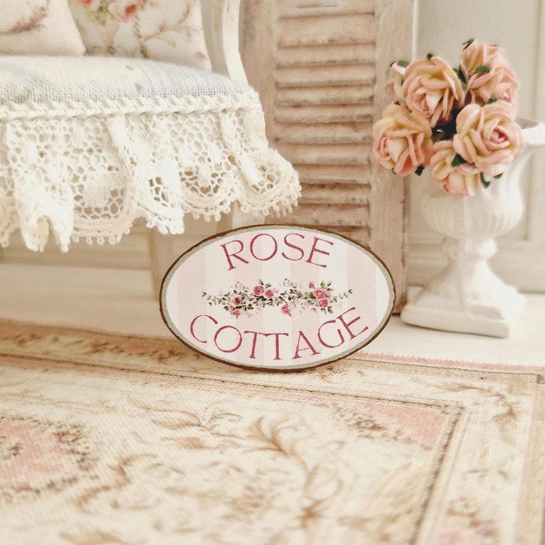 Dollhouse Miniature, Rose Cottage Sign, Dolls House Picture, Oval ...
