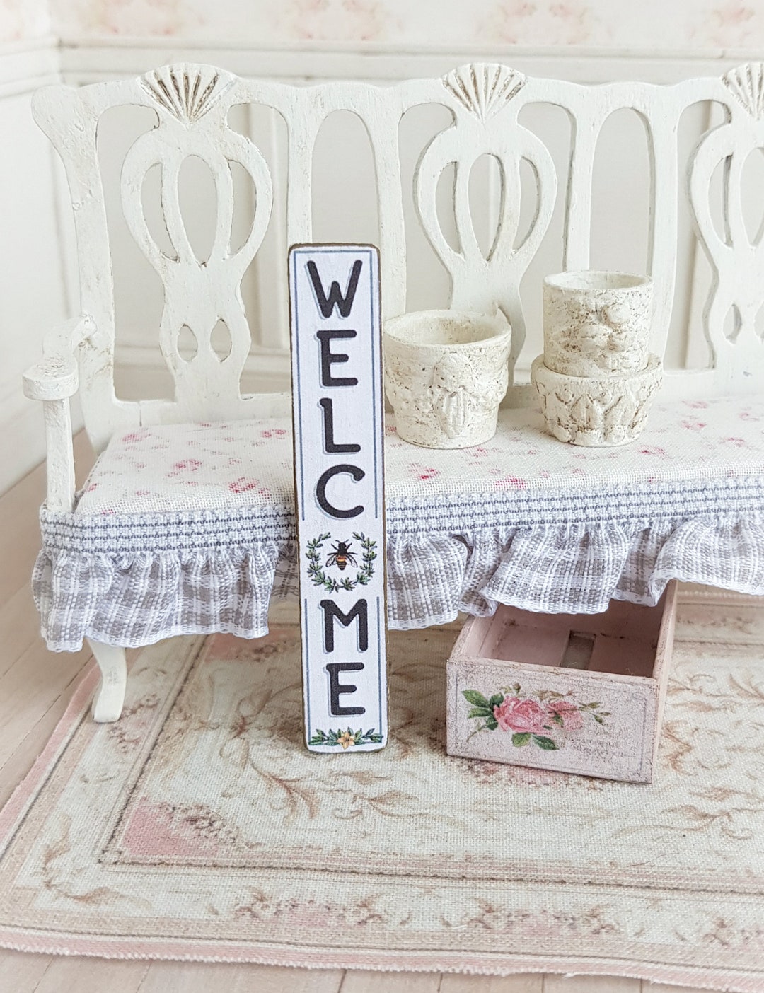 Dollhouse Miniature, Welcome Sign, Dolls House Picture, Bee Decor ...
