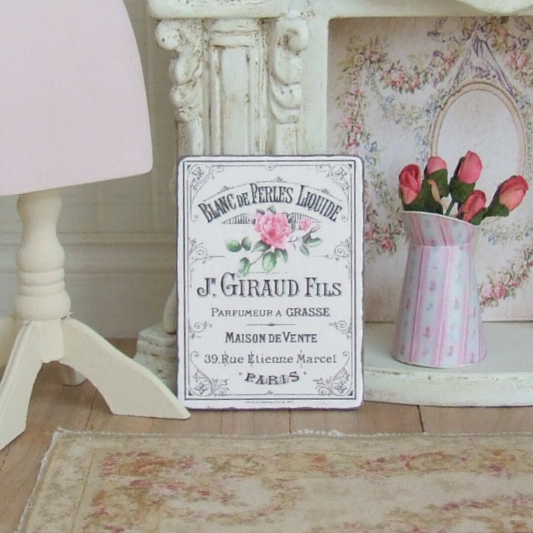 Dollhouse Miniature, Perfume Sign, French Picture, Shop Plaque, Paris ...
