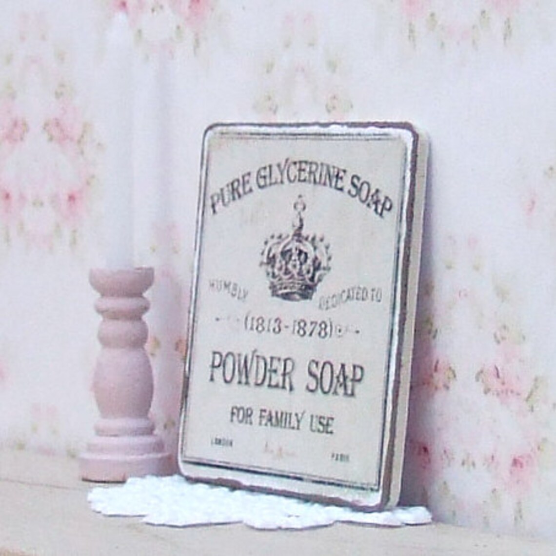 Dollhouse Miniature, Powder Soap Sign, Bathroom Picture, Shop ...