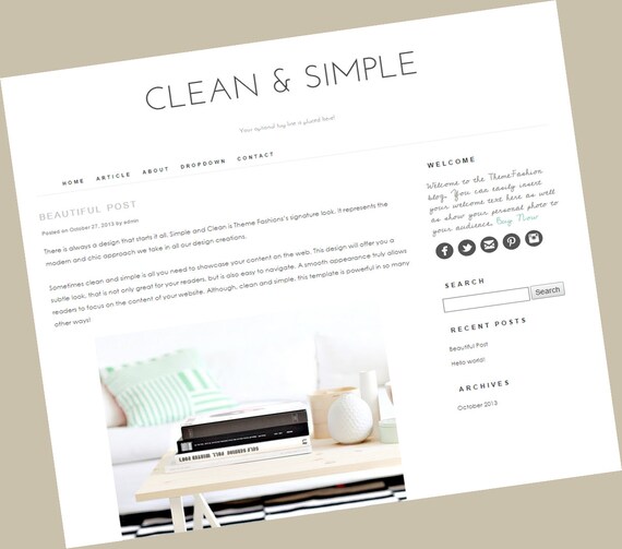 Wordpress Theme Wordpress Template Clean and Simple | Etsy