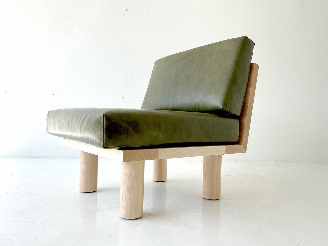 Turned Leg Suelo® Side Chair in Leather and Maple - Etsy