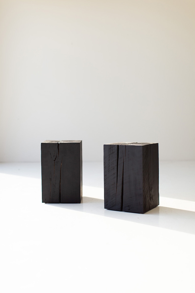 Burnt Shou Sugi Ban Side Table in Solid Maple - Etsy