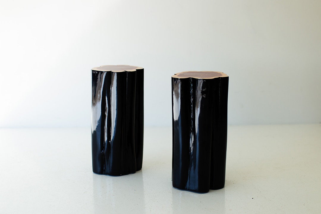 Black Outdoor Stump Table With Natural Top - Etsy