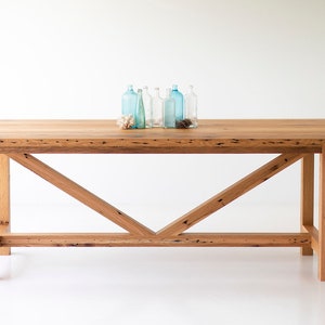 90 Inch Modern Farmhouse Dining Table With Reclaimed Oak Base and Top ...