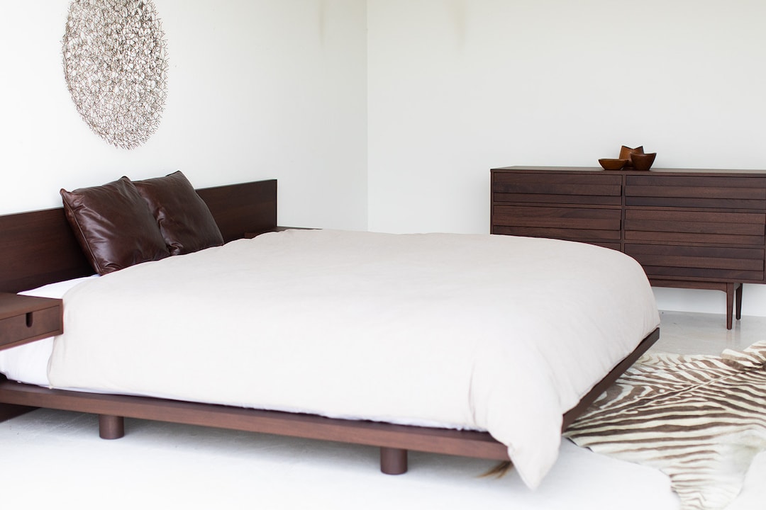 Modern Walnut Bed Frame - Etsy