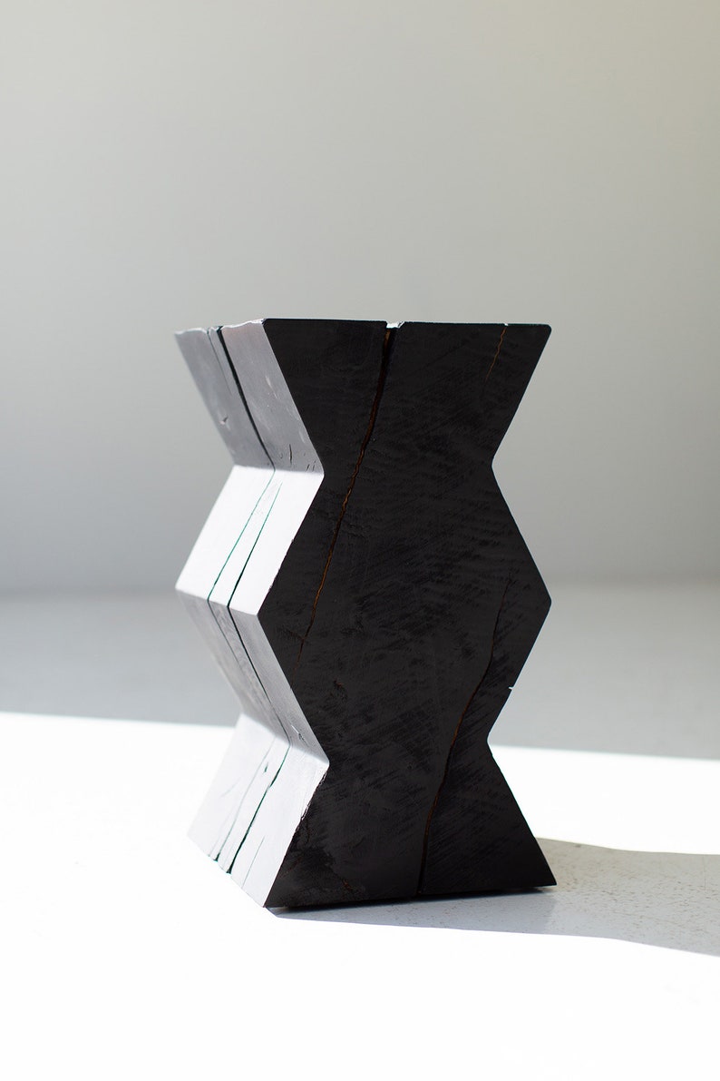 Shou Sugi Ban Side Table the Zig Zag - Etsy