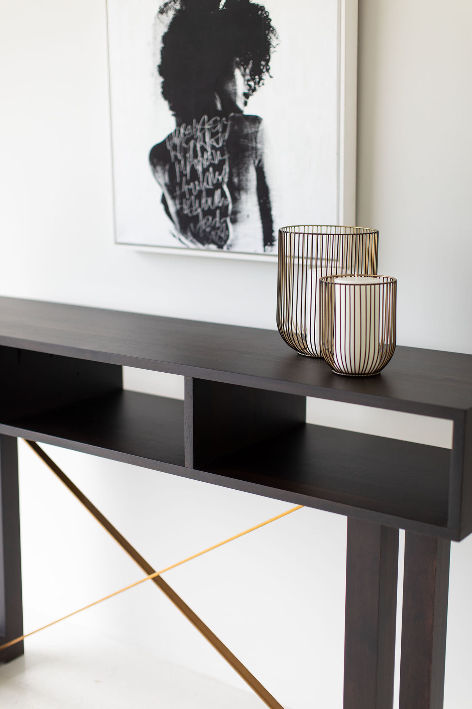 Modern Console Table black and Brass - Etsy