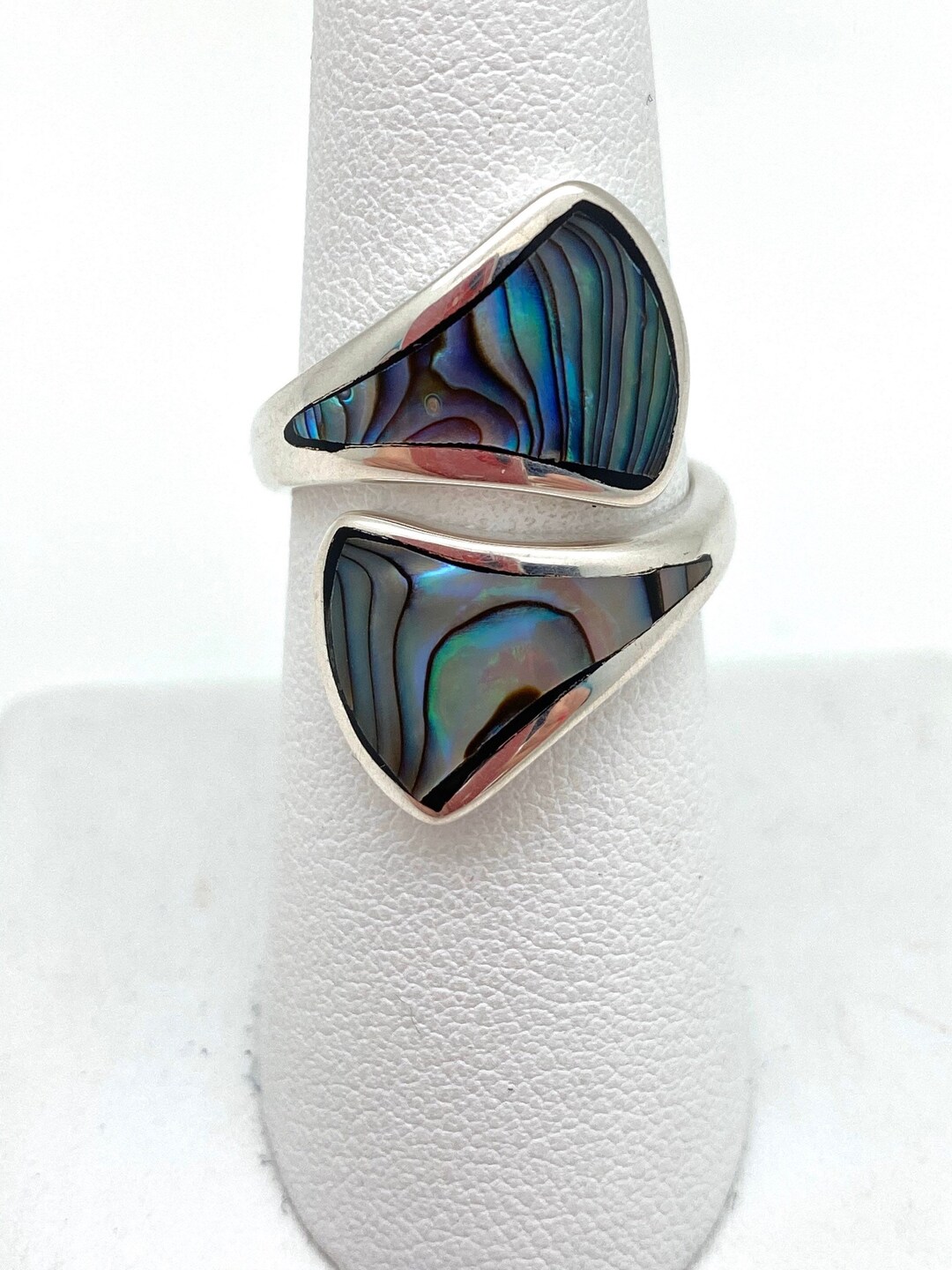 Sterling Silver Abalone Wrap Ring - Etsy