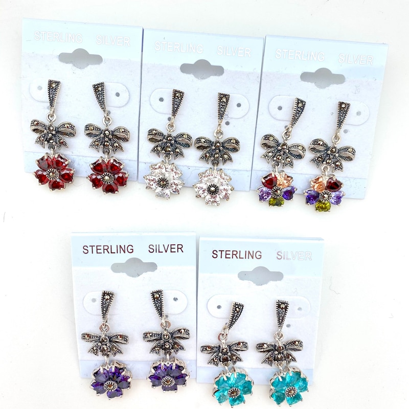 Bow Marcasite Earrings - Etsy