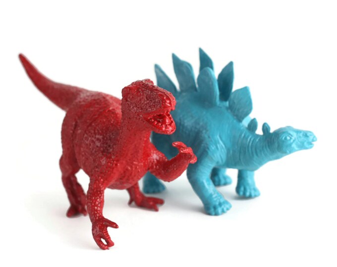 HAND PAINTED Toy Dinosaur Set Stocking Stuffer Red Raptor - Etsy