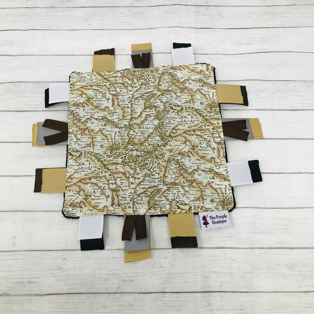 Baby Crinkle Crackle Minky Lovey Teether Map Lovey Baby Shower Gift ...