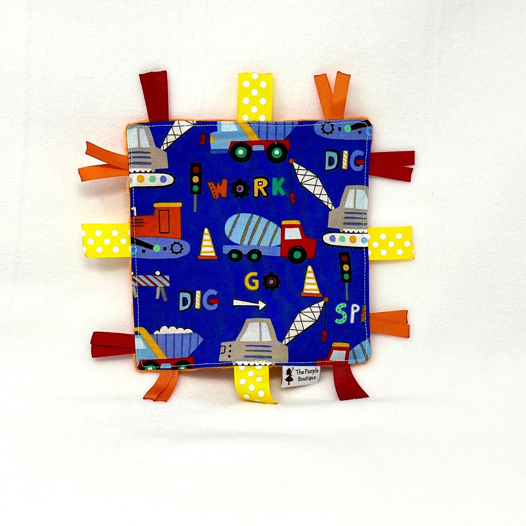 Construction Lovey Baby Crinkle Toy Ribby Crinkle Crackle Blanket Baby ...