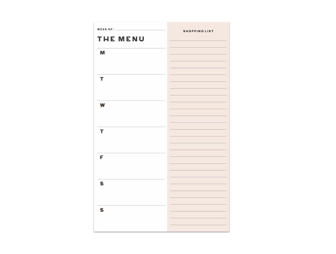 The Menu Meal Planner Notepad | White Blush Black Notepad | Social ...