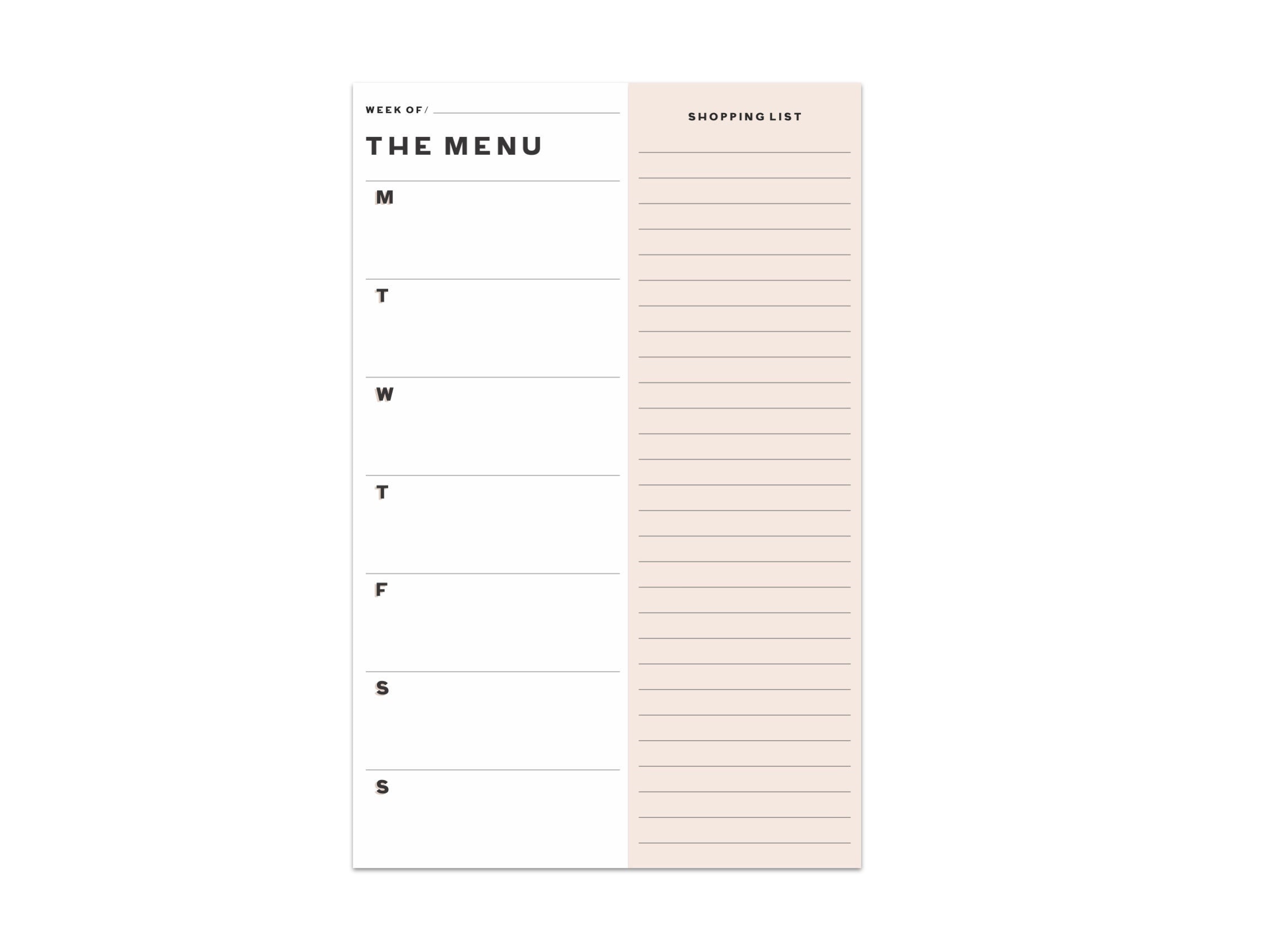 The Menu Meal Planner Notepad | White Blush Black Notepad | Social ...