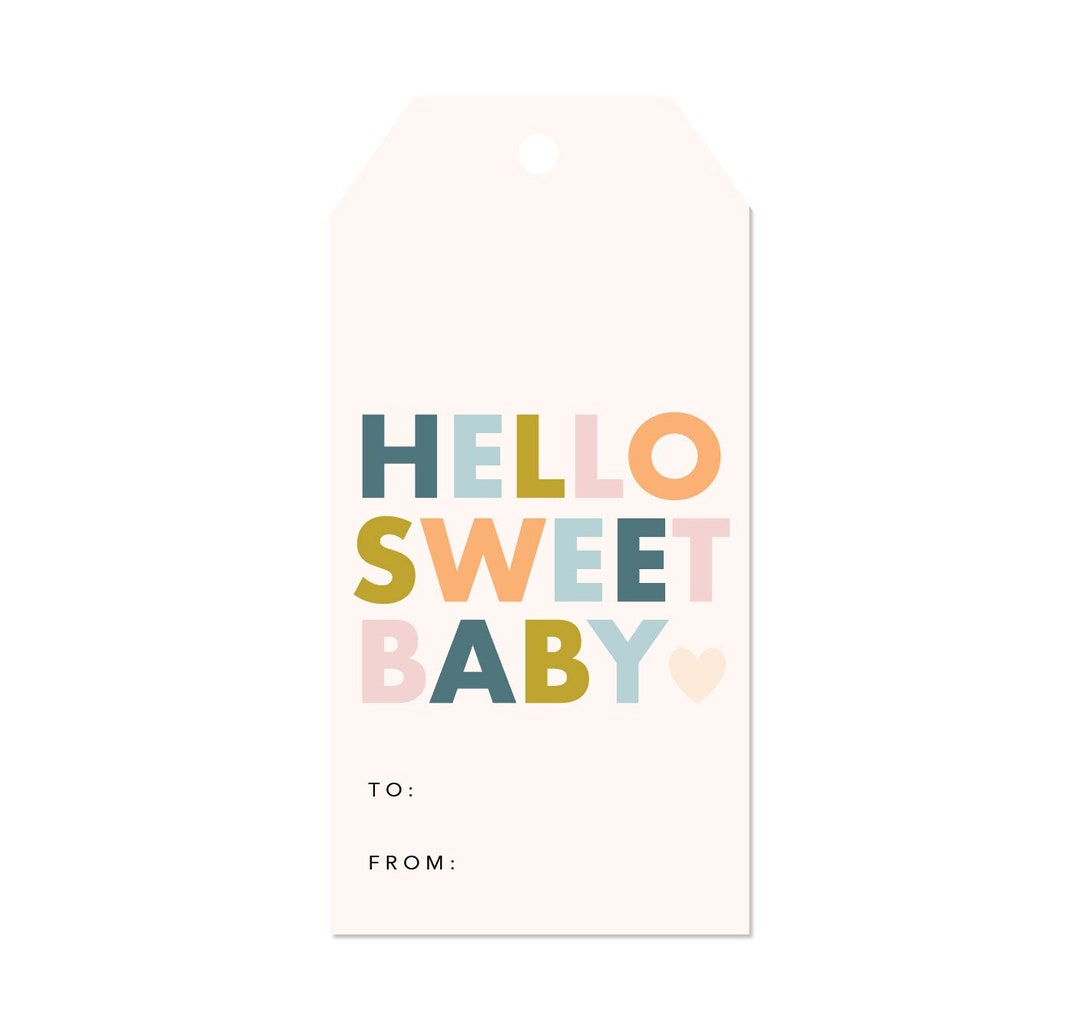 Hello Sweet Baby Gift Tags, Set of 6, Welcome Baby, New Baby ...