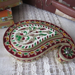 Vintage Treasure Box Bright Shiny Metallic Box With Sliding Lid Covered ...