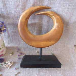Wooden Moon Decor Crescent Moon on Postament Figurine Brown - Etsy