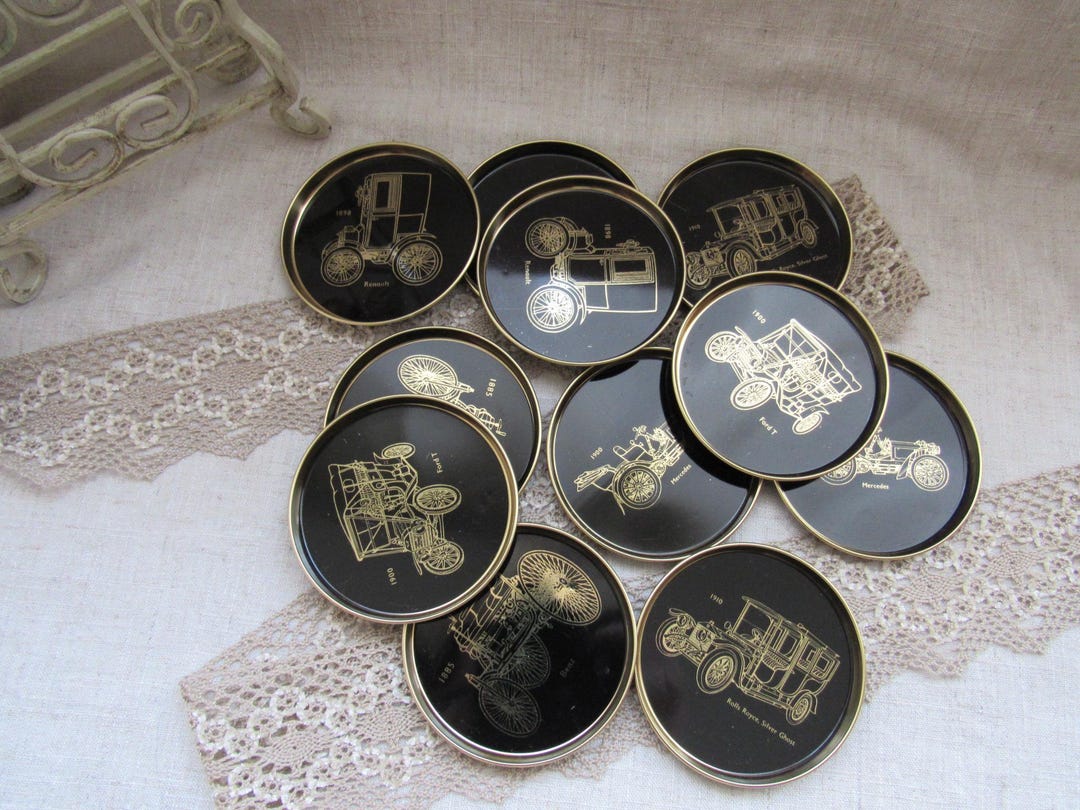 Retro DRINK COASTERS, Collectible Cars Motive Coasters, Historic Car ...