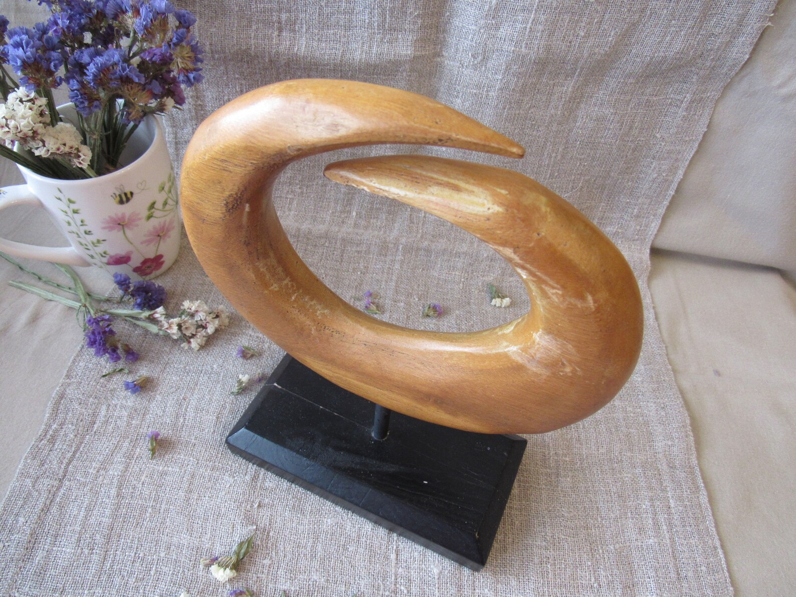 Wooden Moon Decor Crescent Moon on Postament Figurine Brown - Etsy