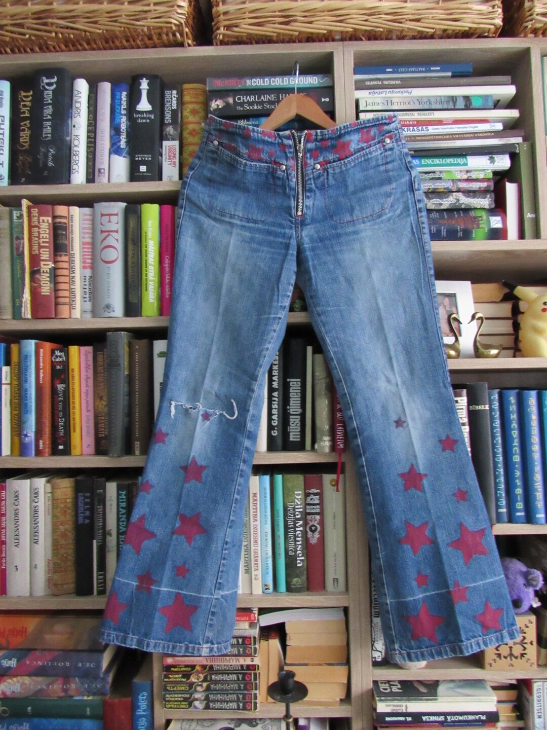 Vintage Jeans, Girl Jeans, Denim With Red Stars Jeans With Stars Retro ...