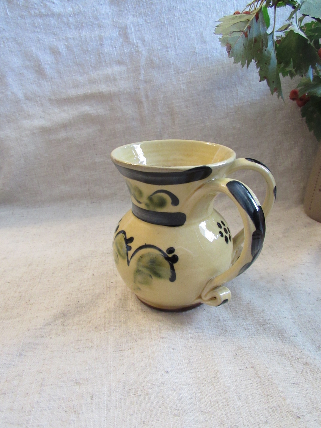 Vintage Jug With 2 Handles Unusual Pitcher With Two Handles Ceramic Pitcher Two Handles - Etsy