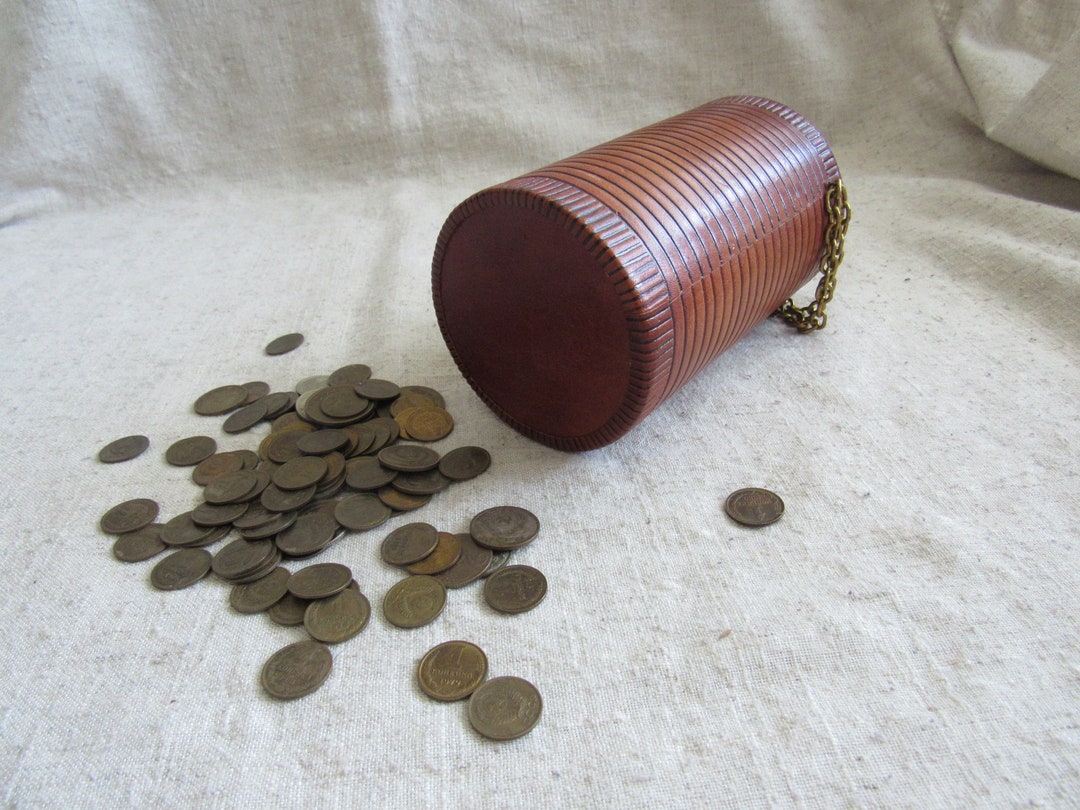 Vintage Money Box, Leather Money Box With Copper Chain, Retro Piggy ...
