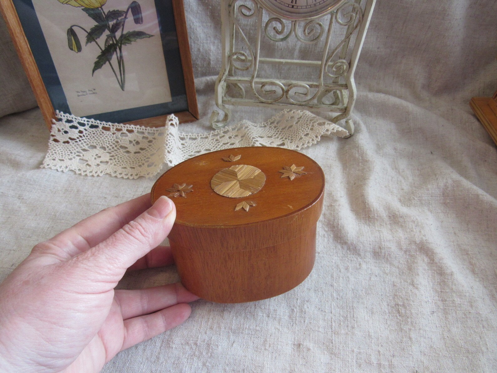 Oval Wood Box With Lid Soviet Era Birch Box With Ornament - Etsy