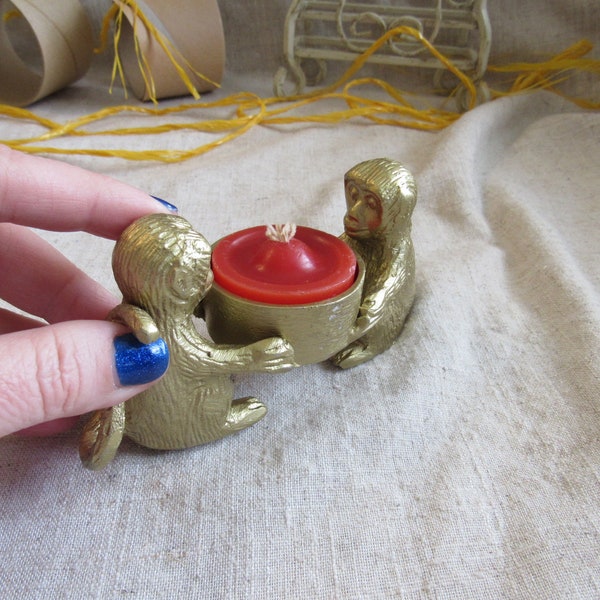 Gold Monkey Candle Holder - Etsy