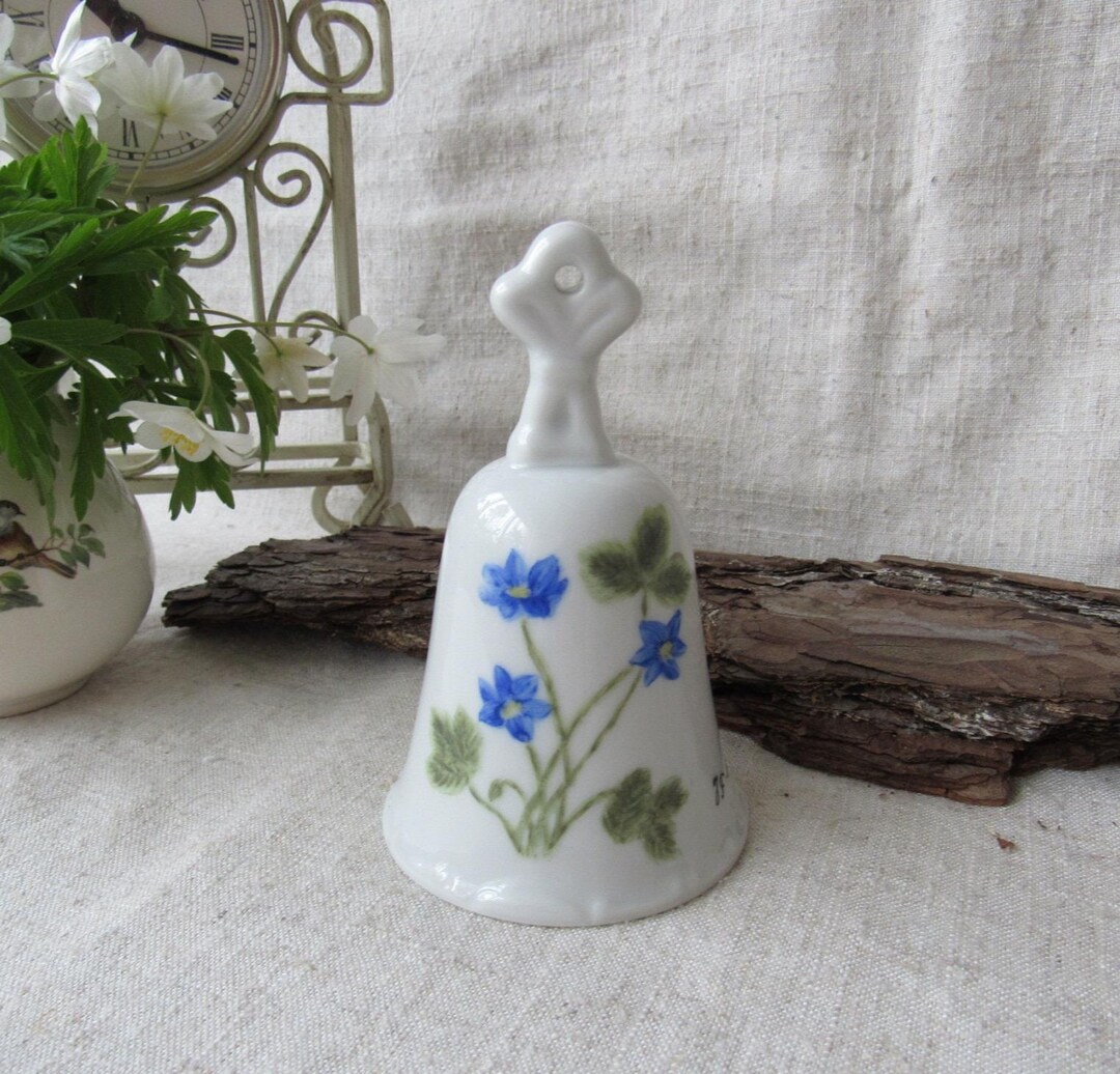 Vintage Fine Bone China Bell: Blue Floral Porcelain - Etsy