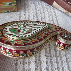 Vintage Treasure Box Bright Shiny Metallic Box With Sliding Lid Covered ...