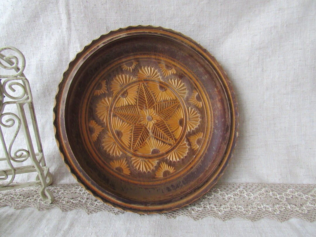 Vintage Big Wood Plate, Wooden Display Plate, Decorative Wood Plate ...