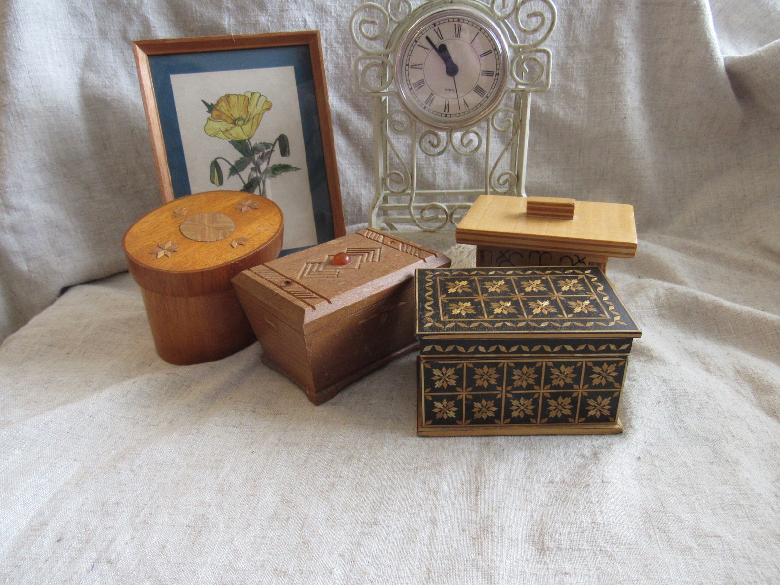 Oval Wood Box With Lid Soviet Era Birch Box With Ornament - Etsy
