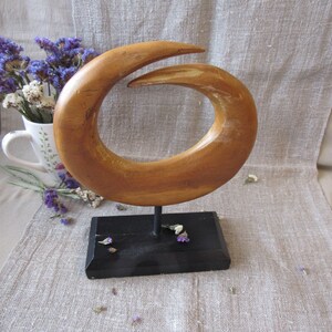 Wooden Moon Decor Crescent Moon on Postament Figurine Brown - Etsy