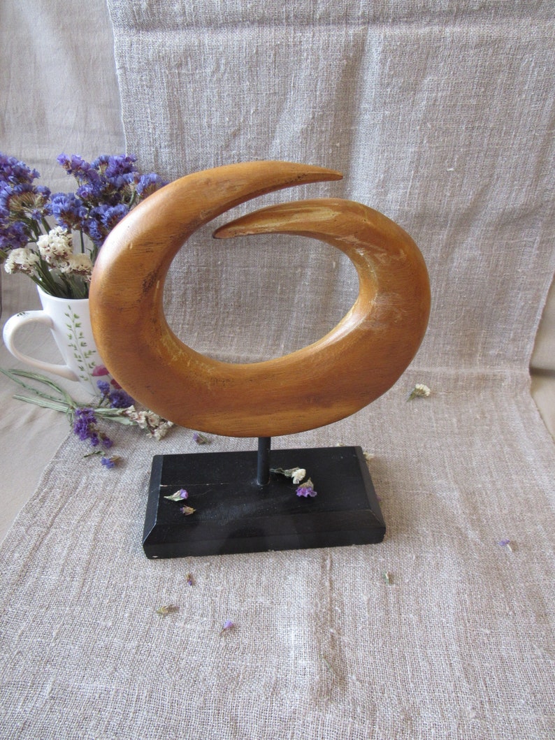 Wooden Moon Decor Crescent Moon on Postament Figurine Brown - Etsy