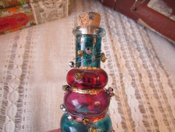 Vintage Colored Glassware Unusual Glass Bottle With Stopper - Etsy