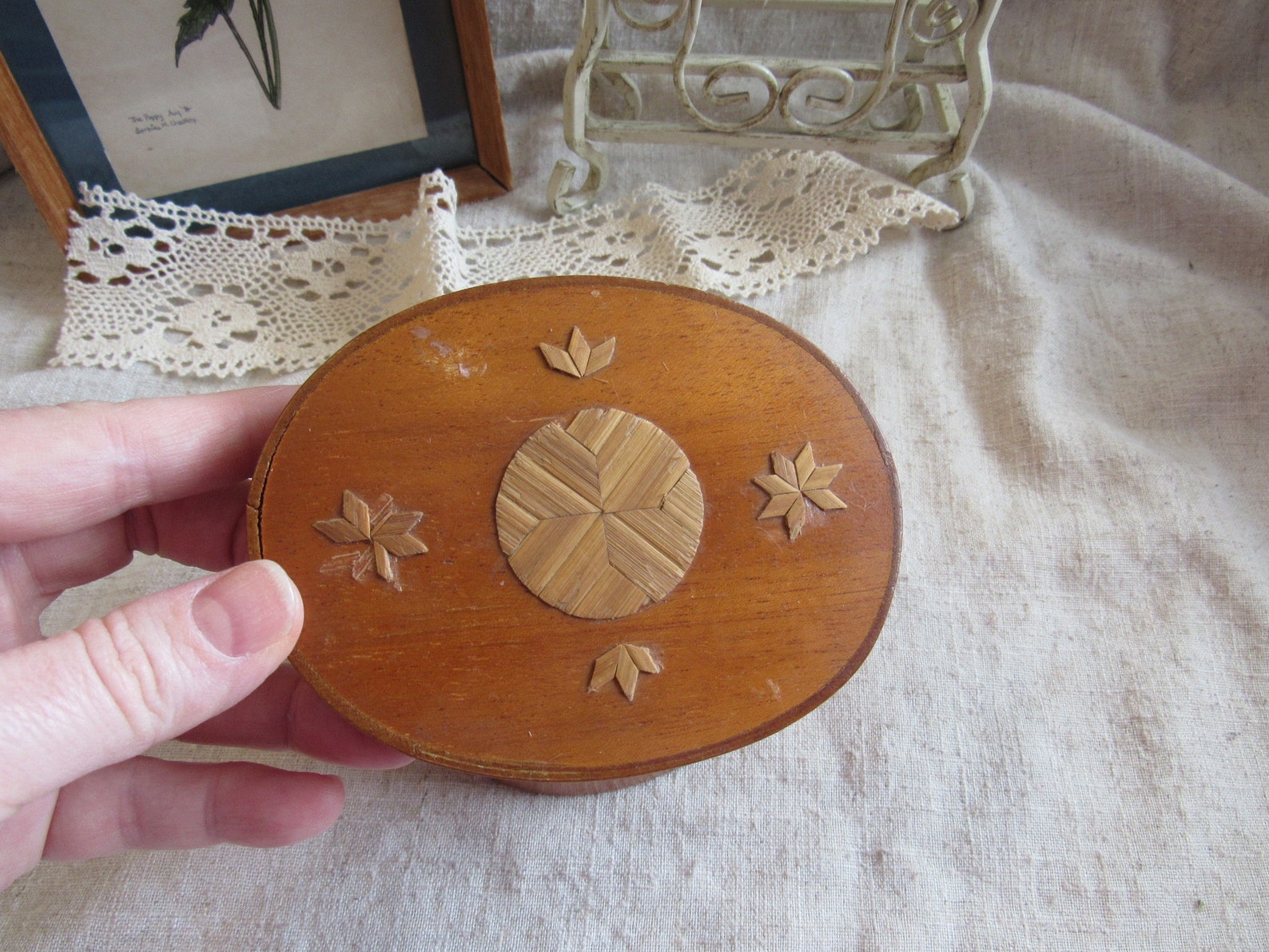 Oval Wood Box With Lid Soviet Era Birch Box With Ornament - Etsy