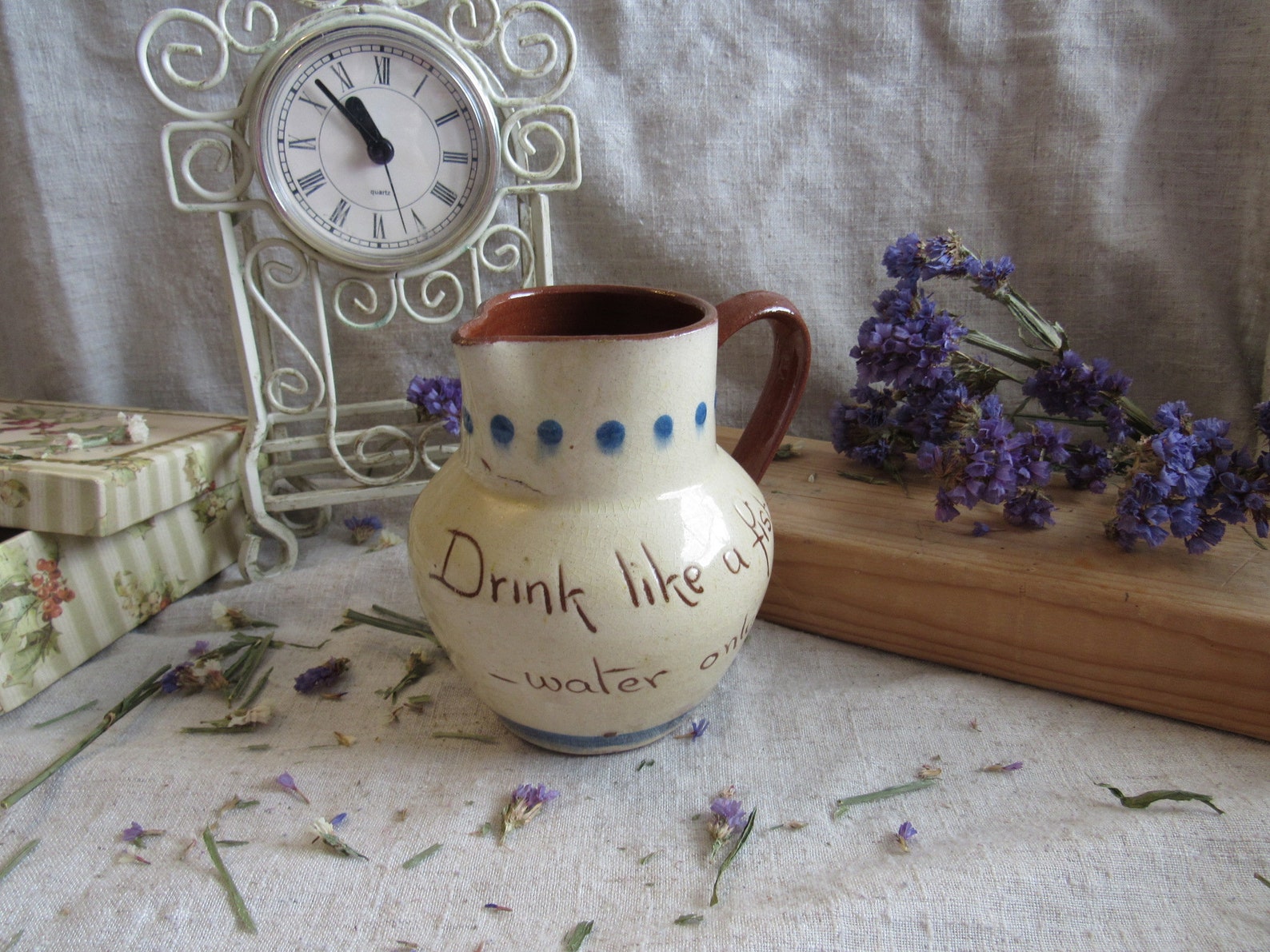 Vintage Devon Pottery Jug With Title drink Like a Fish - Etsy
