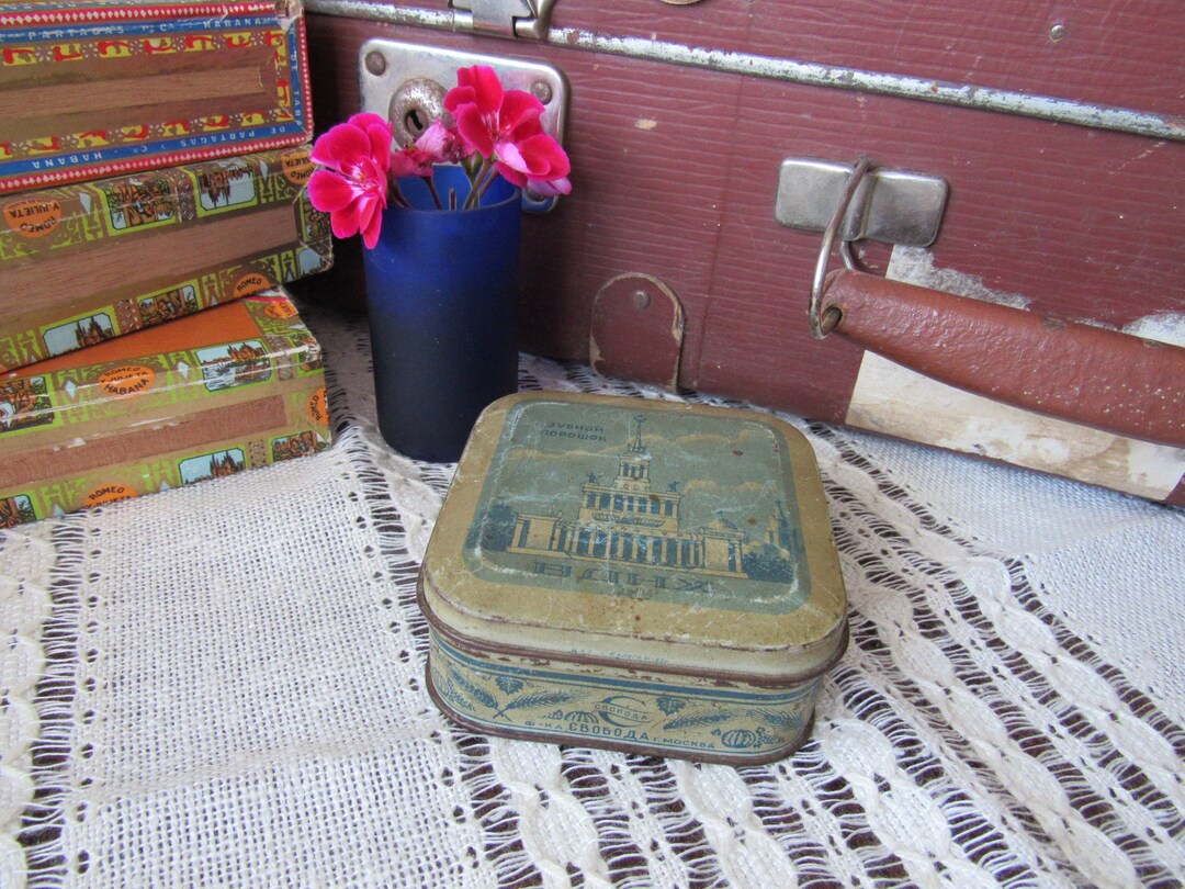 Soviet Time Dentifrice Box Vintage Metal Tin for Tooth Powder Empty ...
