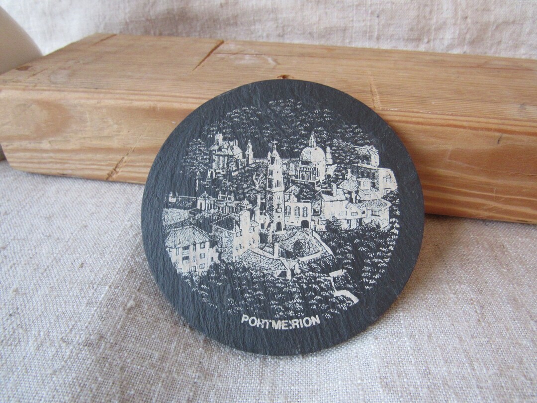 Vintage Slate Coaster, Portmeirion, Welsh Slate, Polished Welsh Slate ...
