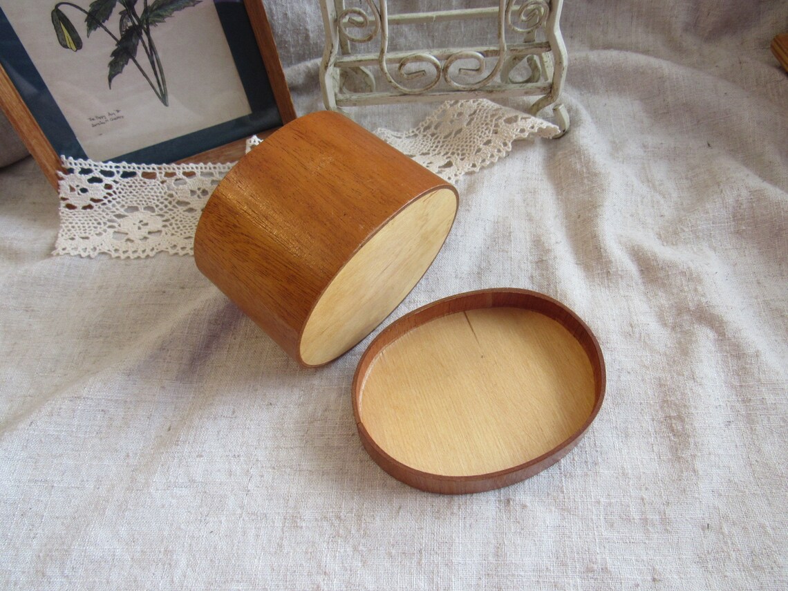 Oval Wood Box With Lid Soviet Era Birch Box With Ornament - Etsy