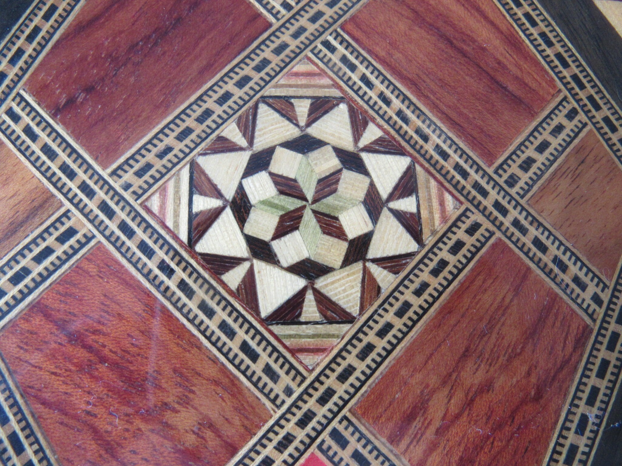 Vintage Inlay Wooden jewelry Box box with Mirror hexagon | Etsy