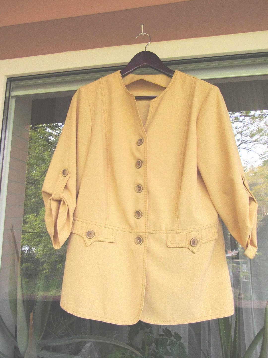 Vintage Pale Yellow Linen Jacket, Minimalist Retro Outerwear - Etsy
