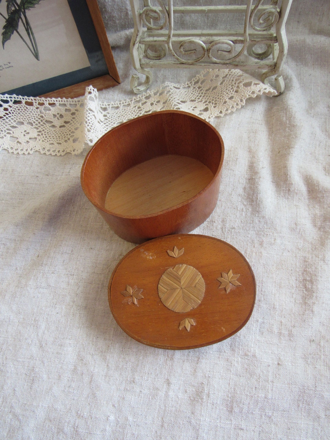 Oval Wood Box With Lid Soviet Era Birch Box With Ornament Container ...