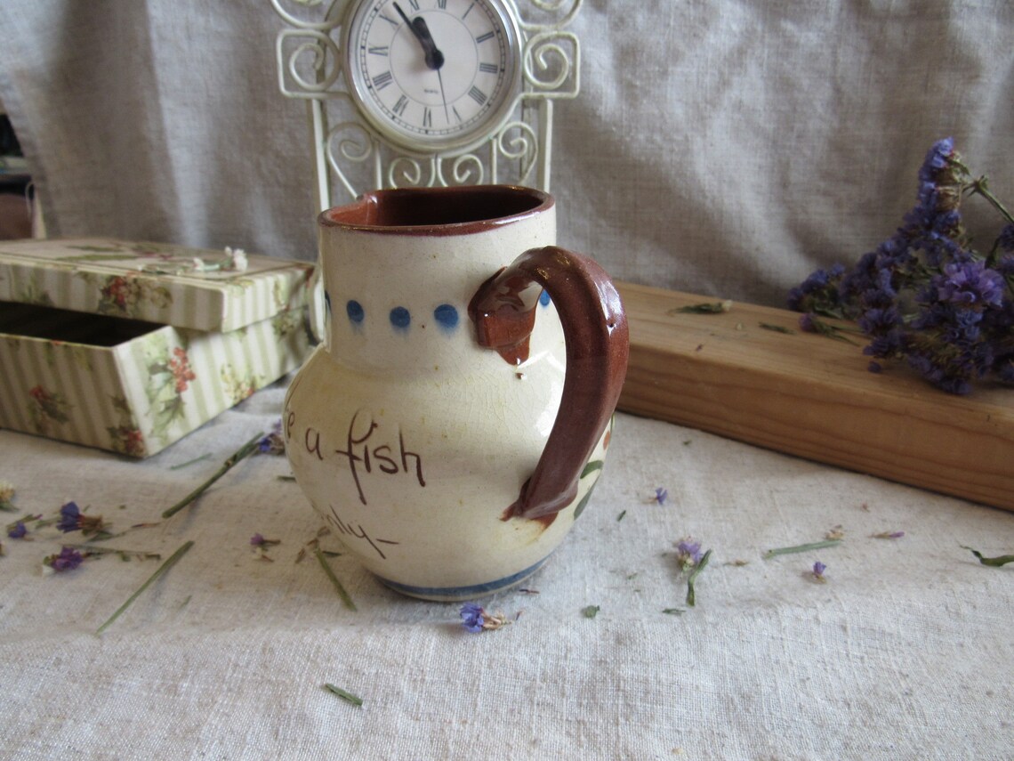 Vintage Devon Pottery Jug With Title drink Like a Fish - Etsy