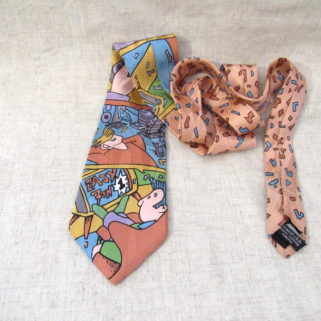 PHILIPS Tie, Abstract Necktie, Pastel Colors Silk Tie - Etsy