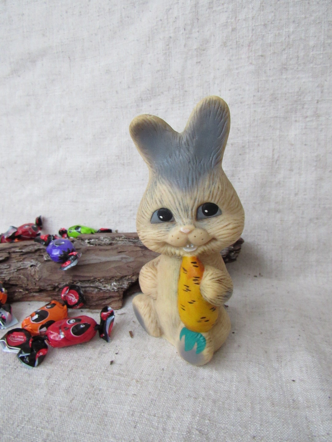 Whimsical Vintage Rubber Rabbit With Carrot, Old Squeaky Toy - Etsy
