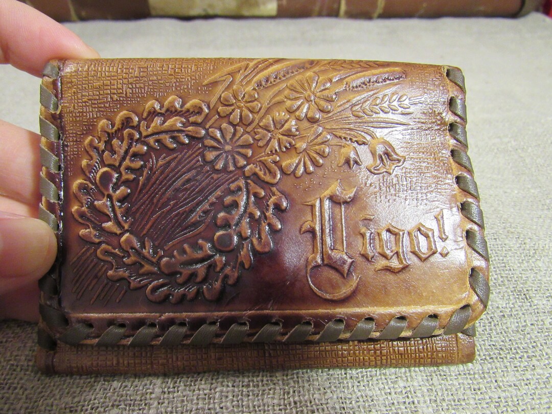 Small Vintage Tooled Boho Leather Wallet Women Wallet Purse Leather ...