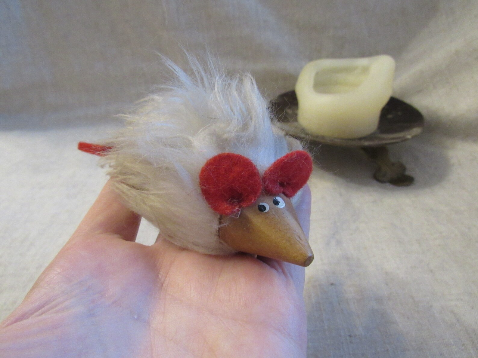 Fluffy Small Rat Vintage Rat With Red Ears Wood Toy With | Etsy