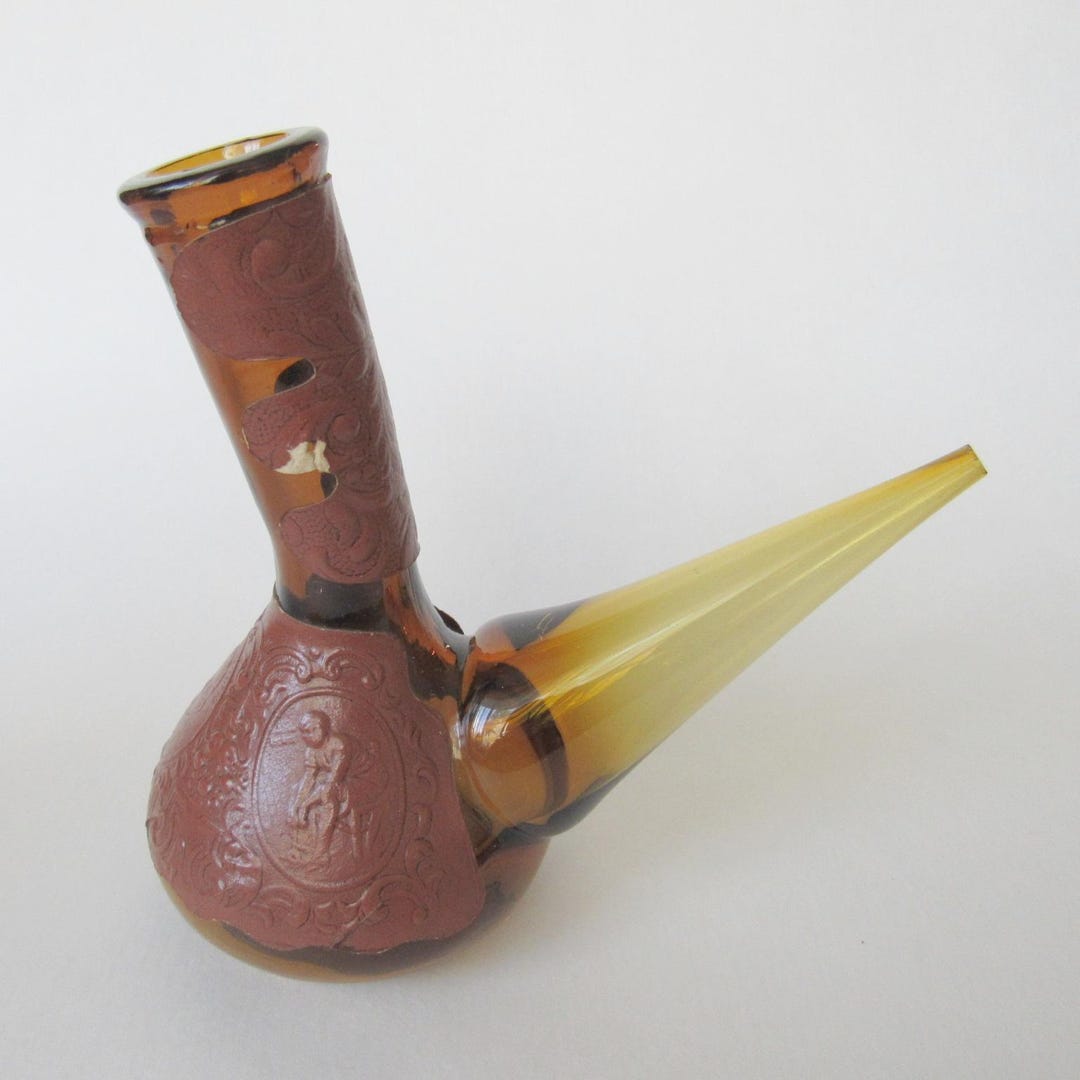 Small Vintage Spanish Porrón Wine Pitcher – Traditional Glass Decanter ...
